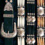 3 Strand Beaded Belts with Conchos, Cow Bone Buffalo Horn Bead