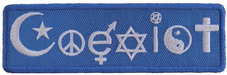 Coexist Tab Patch Embroidered biker tab patch heat seal backing