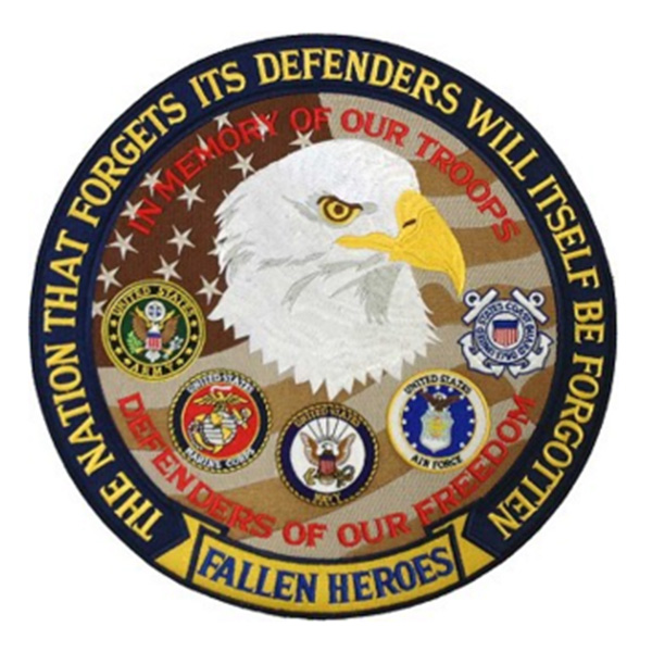 Fallen Heroes Patch Embroidered biker patch heat seal backing